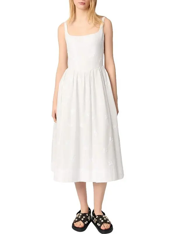 Maje Embroidered Midi Dress - White