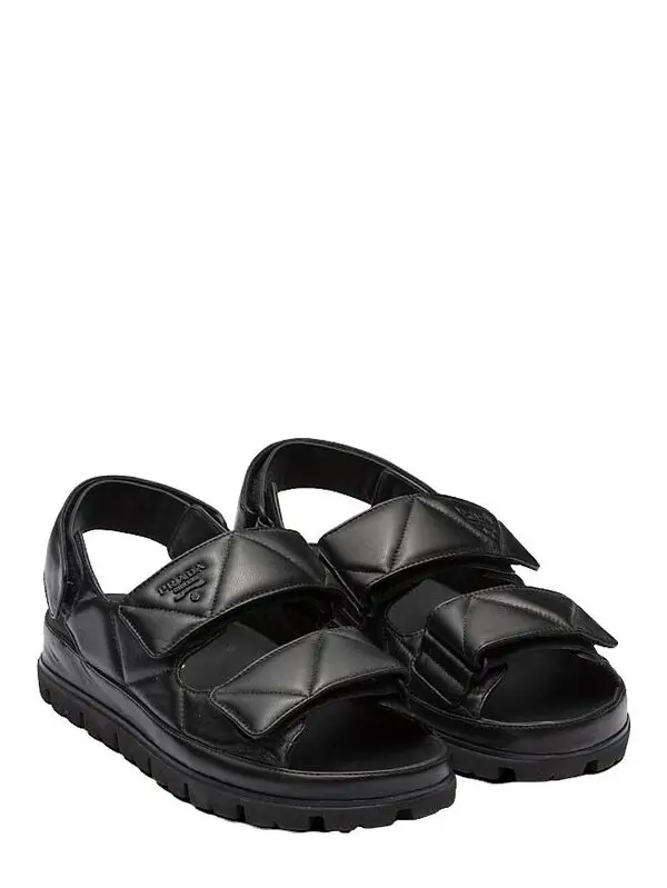 Prada Padded Nappa Leather Sandals - Black