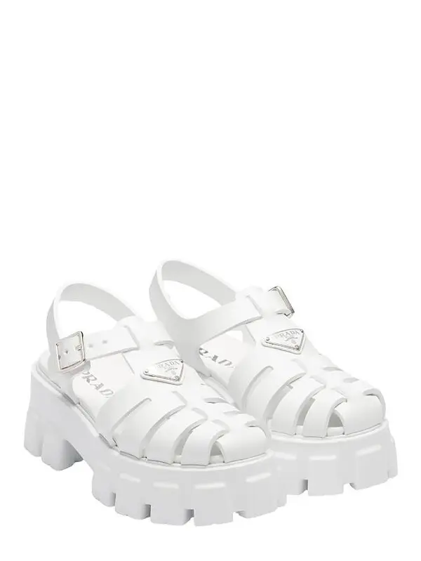 Prada Rubber Monolith Sandals - White