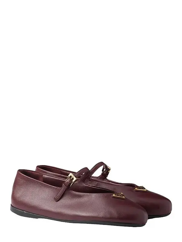 Prada Nappa Leather Ballerinas - Burgundy