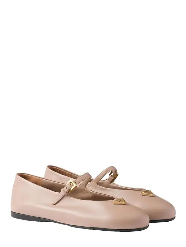 Prada Nappa Leather Ballerinas - Powder