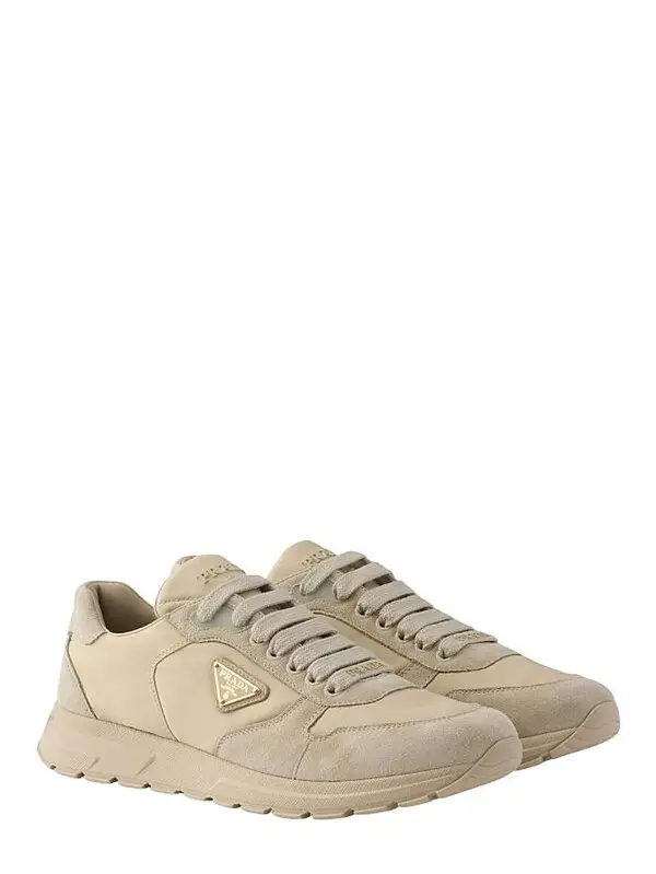 Prada Prax 2.0 Re-nylon And Suede Sneakers - Neutral