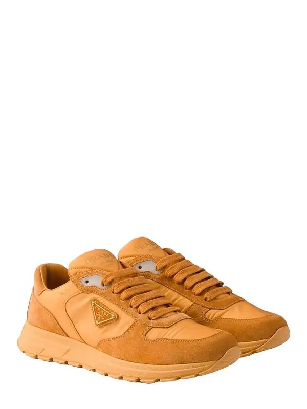 Prada Prax 2.0 Re-nylon And Suede Sneakers - Orange
