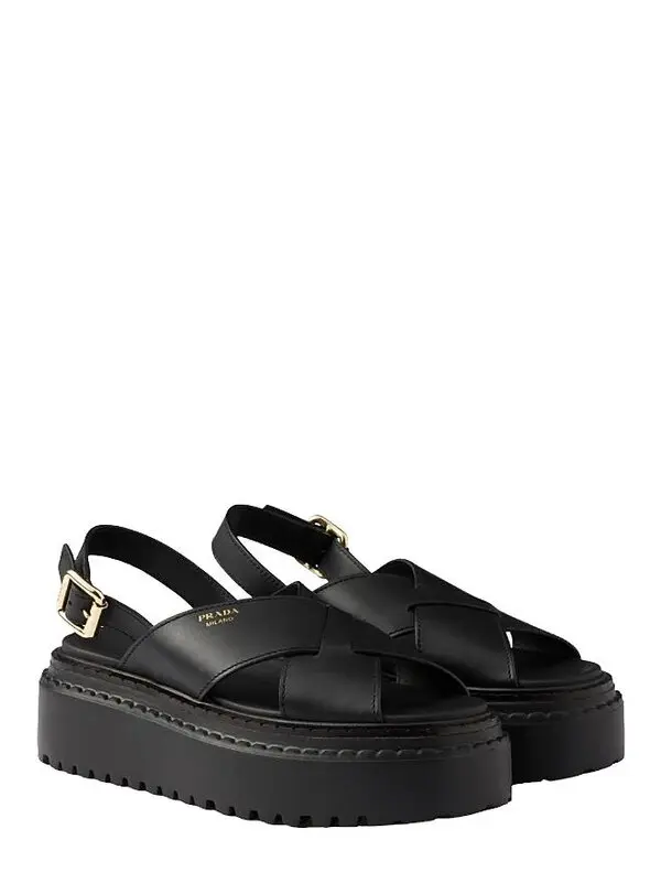 Prada Crisscross Sandals - Black