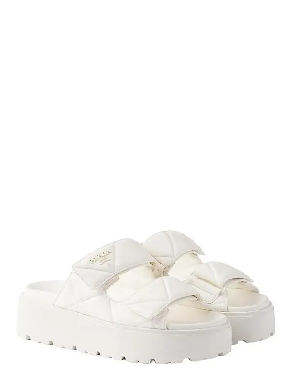Prada Padded Nappa Leather Slides - Neutral
