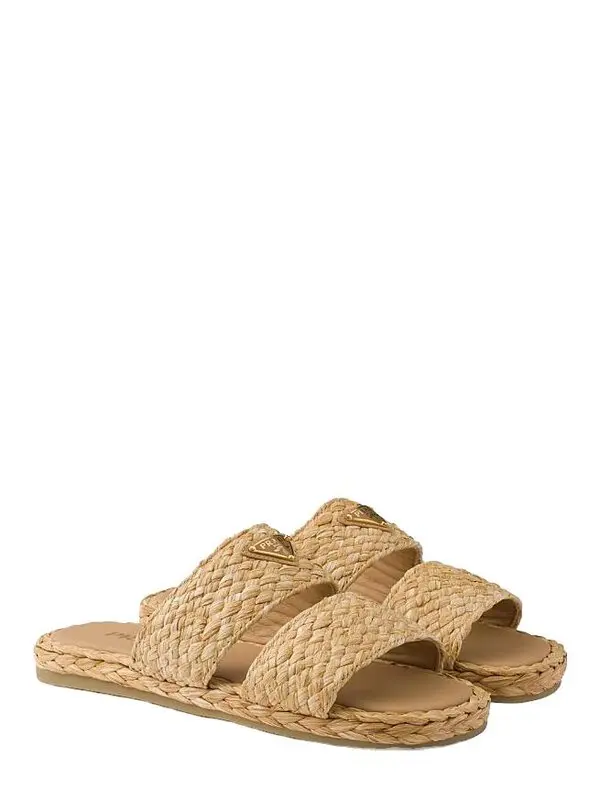 Prada Raffia Slides - Neutral