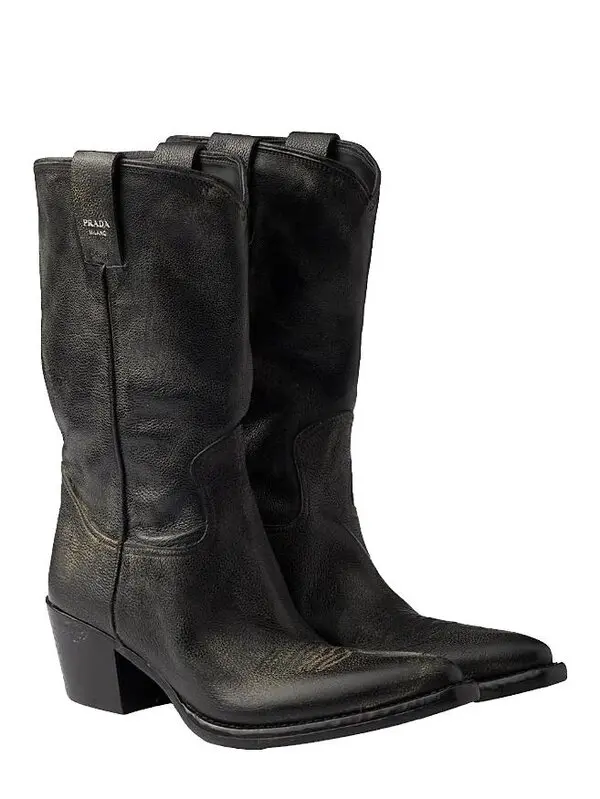 Prada Leather Boots - Black