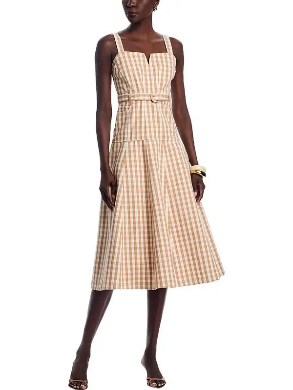 Cinq À Sept Tina Denim Gingham Dress - Sahara/light Plaster