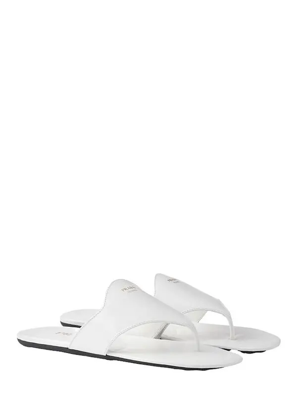 Prada Brushed Leather Thong Sandals - White