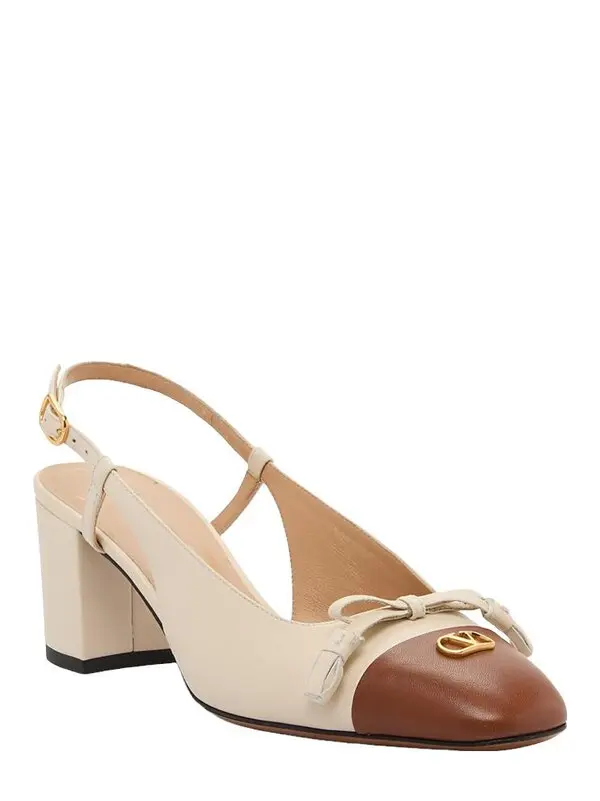 Valentino Garavani Vlogo Valet Du Roi Slingback Pumps - Tobacco/butter White