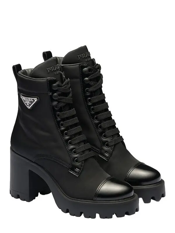 Prada Re-nylon And Leather Booties - Black