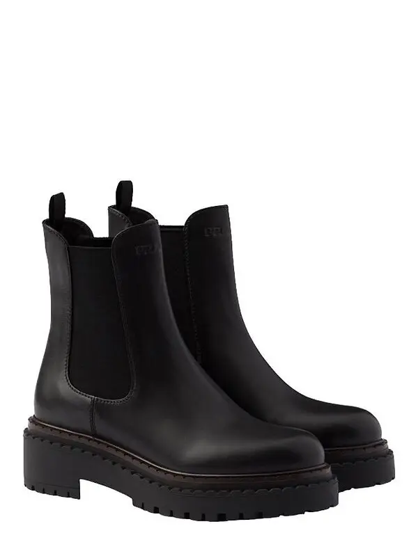 Prada Leather Chelsea Boots - Black