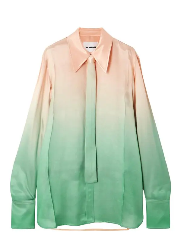 JIL SANDER Oversized Tie-detailed Dégradé Satin Shirt - Multi