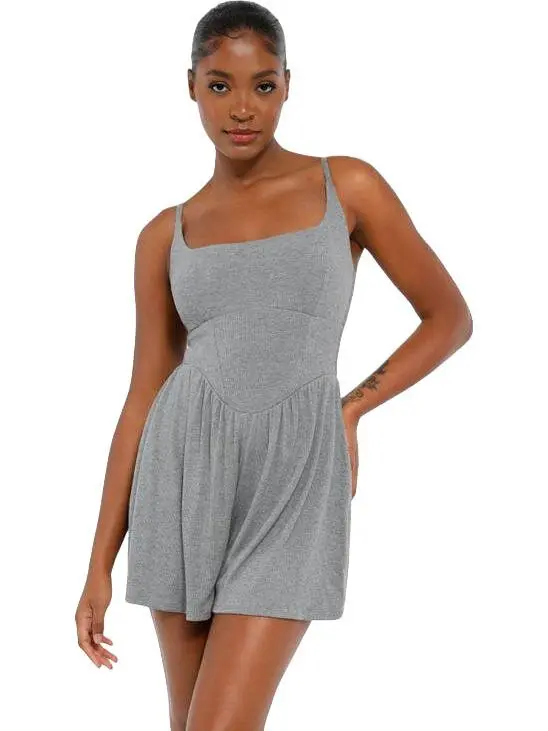 POPILUSH Shapewear Modal Tummy Control Wide-leg Romper - Cadet Grey