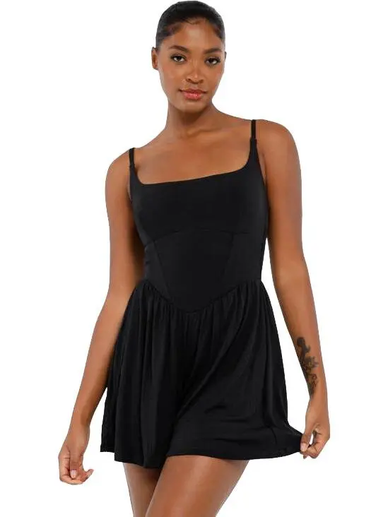POPILUSH Shapewear Modal Tummy Control Wide-leg Romper - Midnight Black