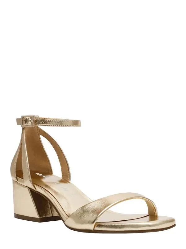 Anne Klein Ankle Strap Sandal - Light Gold Smooth