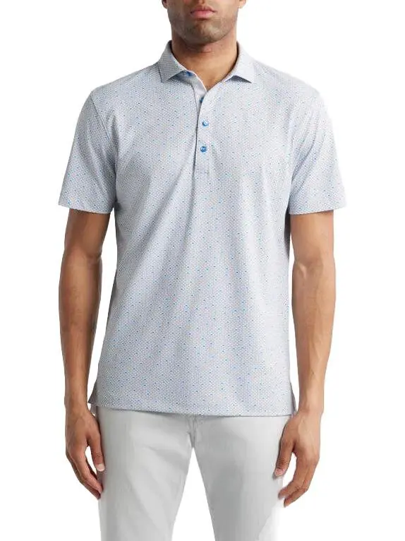 Johnnie-o Poppy Microfloral Print Prep-formance Golf Polo - Thunder