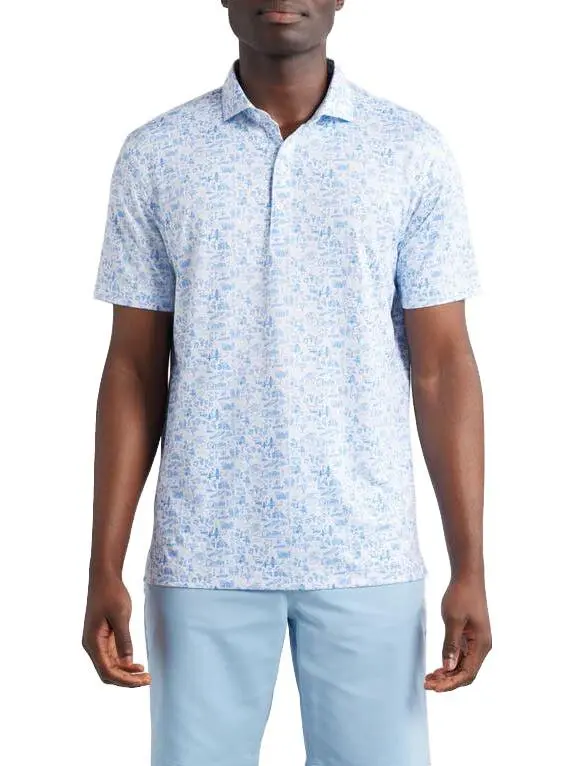 Johnnie-o Jo 20th Travel Print Prep-formance Golf Polo - Palisades Blue