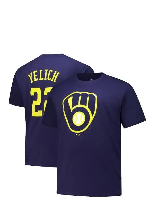 Profile Christian Yelich Milwaukee Brewers Big & Tall Player Name & Number T-shirt - Navy