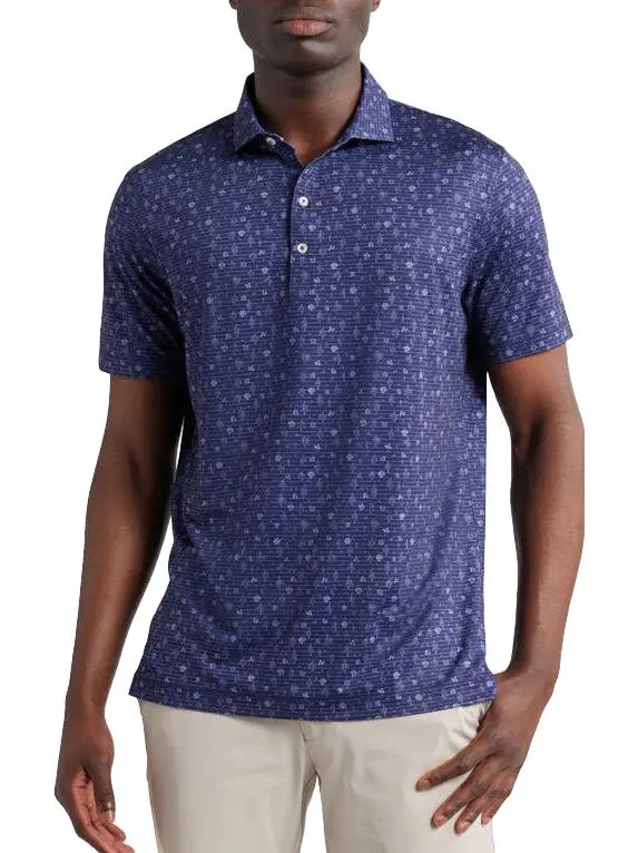 Johnnie-o Tumbleweed Desert Print Prep-formance Golf Polo - Navy