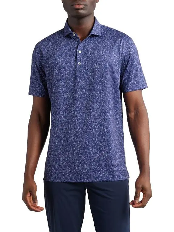 Johnnie-o Boggings Mushroom Print Prep-formance Golf Polo - Navy