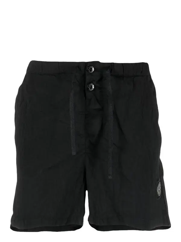 Stone Island Compass Motif Shorts - Black