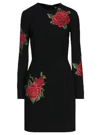 Dolce & Gabbana Mini Floral-print Embroidered Dress - Black