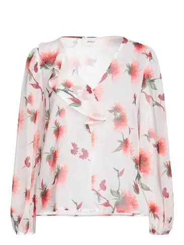 VICOLO Floral-print Chiffon Top - White
