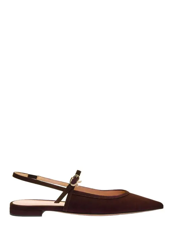 GIANVITO ROSSI Suede Slingback Flats - Burgundy