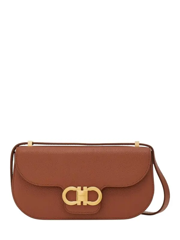 FERRAGAMO Double Gancini East-west Crossbody Bag - Brown