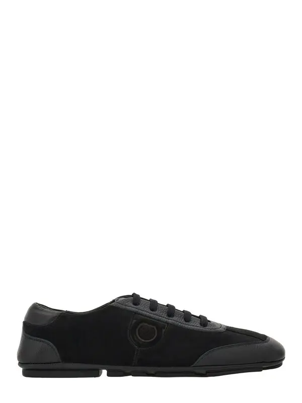 FERRAGAMO Lace-up Driver Loafer - Black