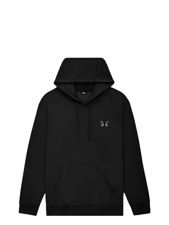 DALIX Butterfly Embroidered Hoodie - Black