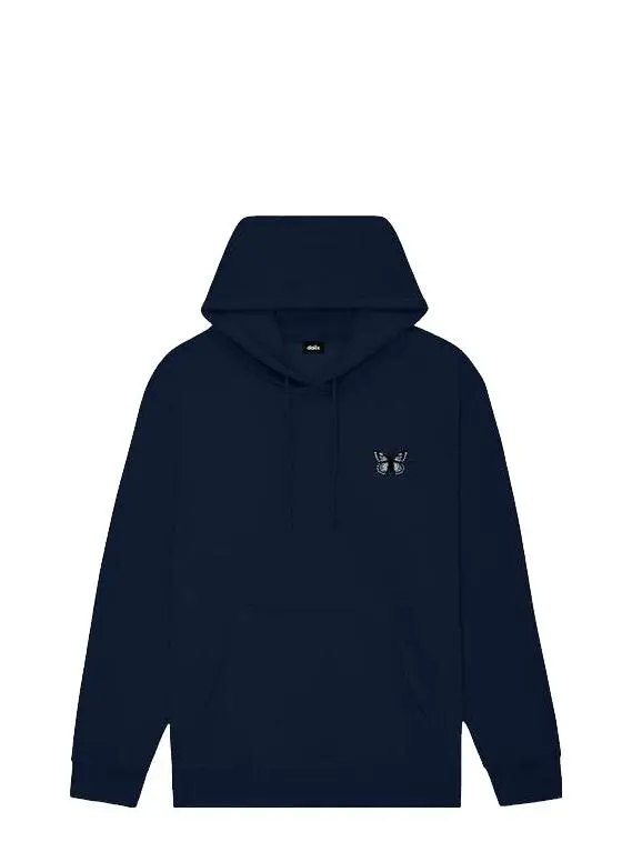 DALIX Butterfly Embroidered Hoodie - Navy Blue