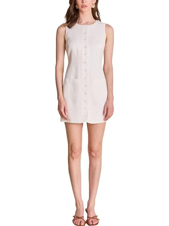 Endless Rose Button Front Sleeveless Linen Blend Minidress - White
