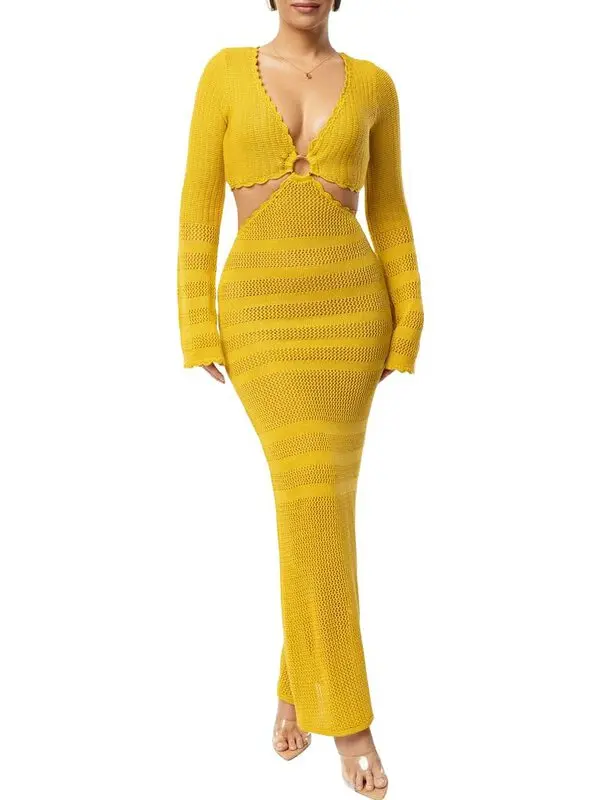 JLUXLABEL Blossom Haven Knit Maxi Dress - Yellow