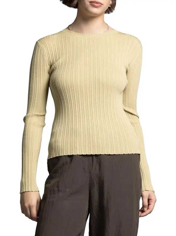 WEEKEND LOS ANGELES Eleanor Rib Crewneck Sweater - Beechnut