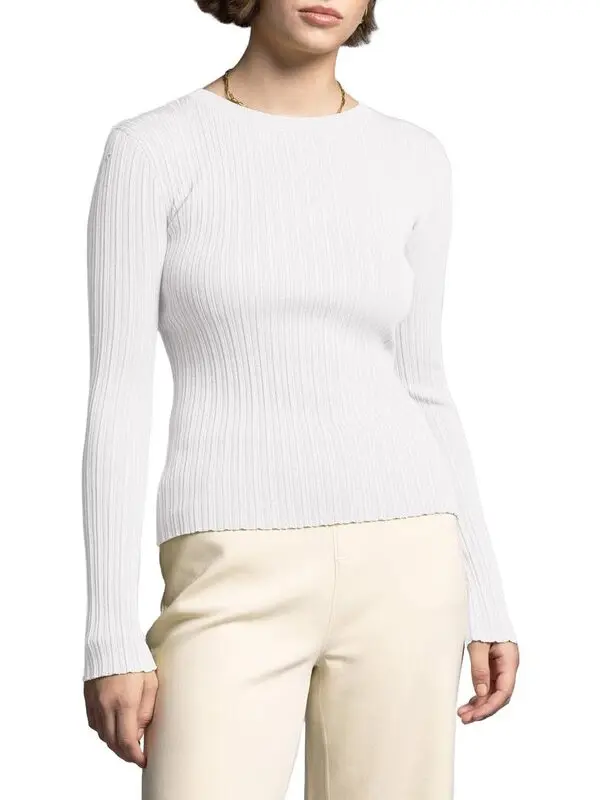 WEEKEND LOS ANGELES Eleanor Rib Crewneck Sweater - Blanc