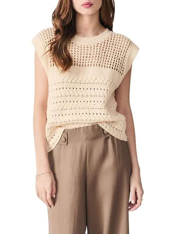 Deluc Paulo Open Stitch Cap Sleeve Sweater - Ecru