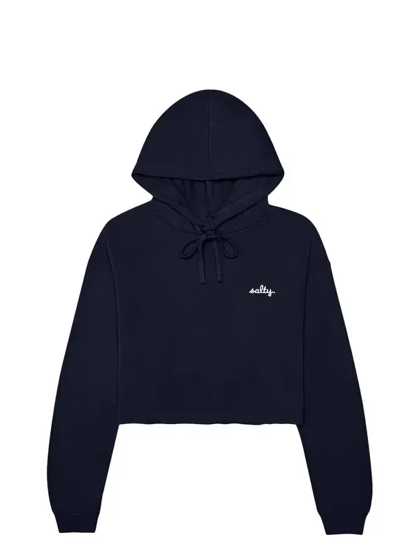 DALIX Salty Fleece Cropped Hoodie - Navy Blue