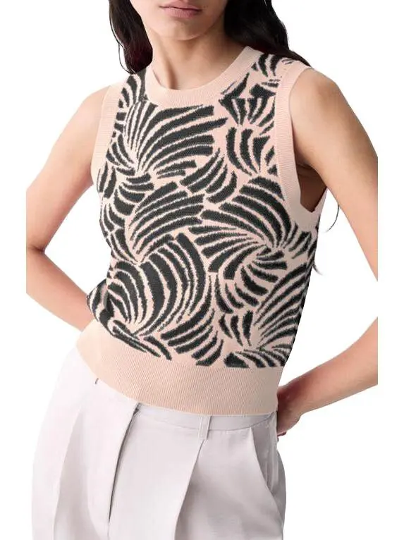 Deluc Thyago Abstract Jacquard Sleeveless Sweater - Peach With Navy Details