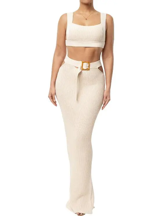 JLUXLABEL Nikole Crop Top And Skirt Set - Ivory