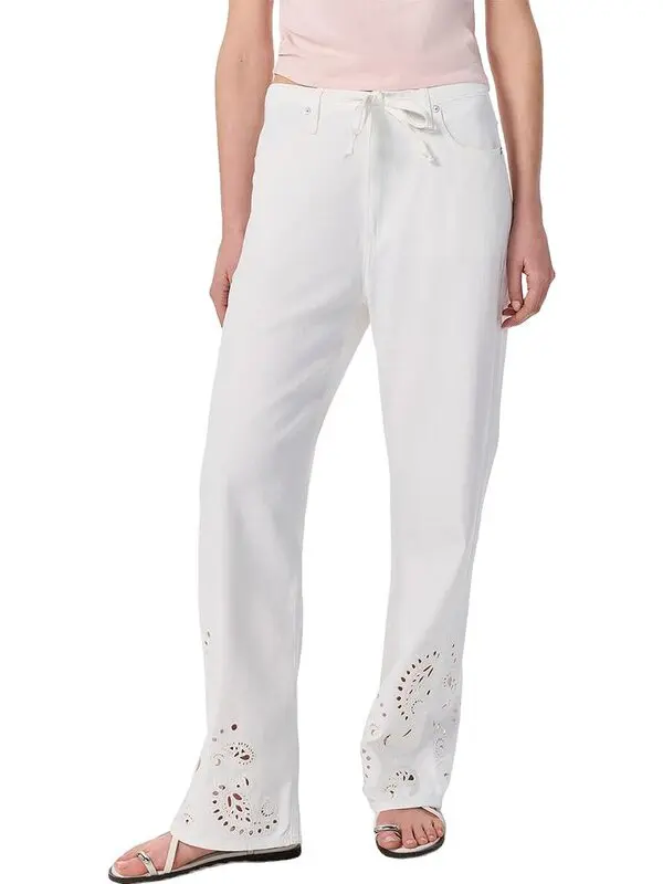Rag & Bone Phoebe Wide Leg Drawstring Jeans - White Yelet