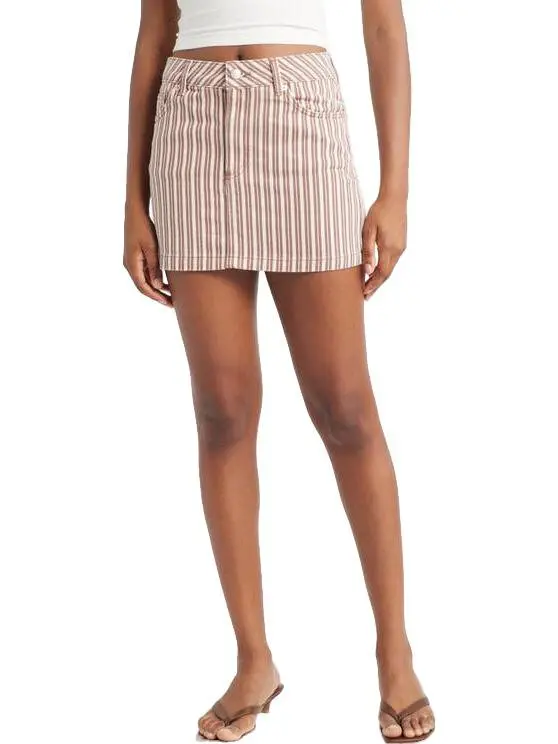 Topshop Stripe Denim Miniskirt - Burgundy Multi