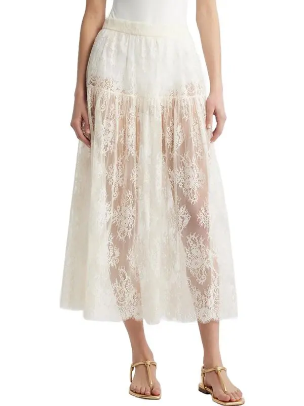 DÔEN Sebastiane Lace Tiered Skirt - Sea Salt