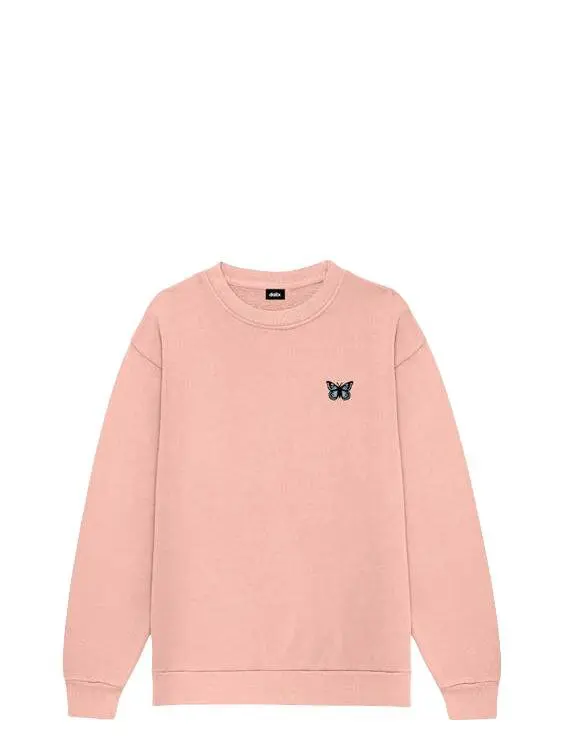 DALIX Butterfly Heavyweight Relaxed Sweatshirt - Pink