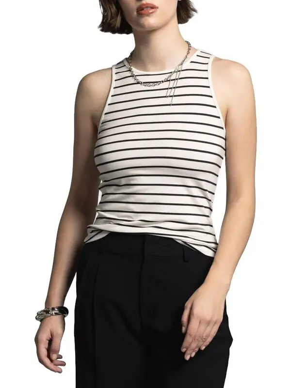 WEEKEND LOS ANGELES Eliana Tank - Black White Riviera Stripe