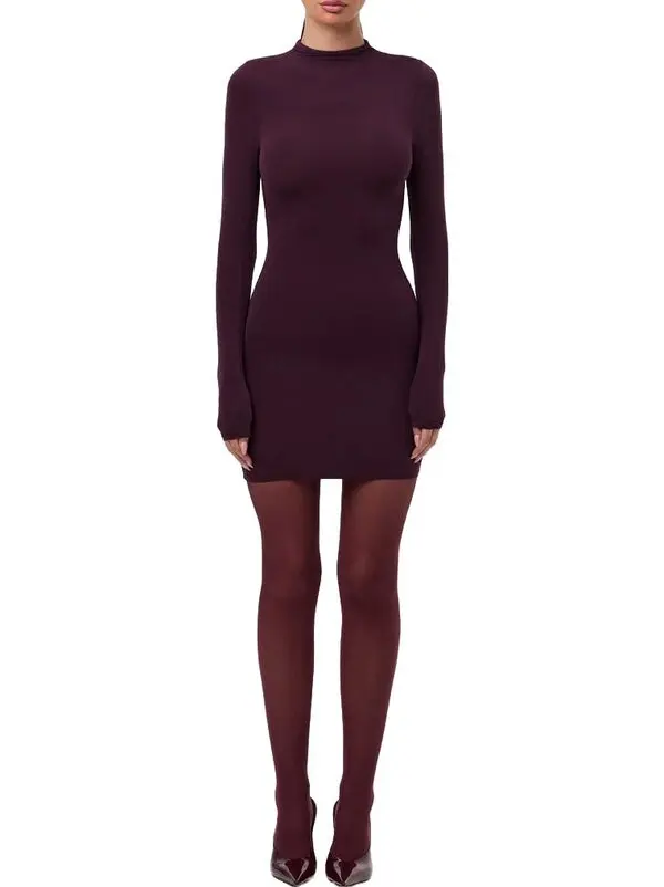 Naked Wardrobe Long Sleeve Minidress - Dark Plum