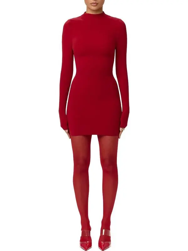Naked Wardrobe Long Sleeve Minidress - Ruby Red