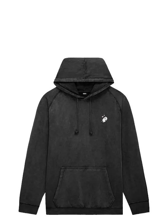 DALIX Mineral Washed Fleece Hoodie - Black