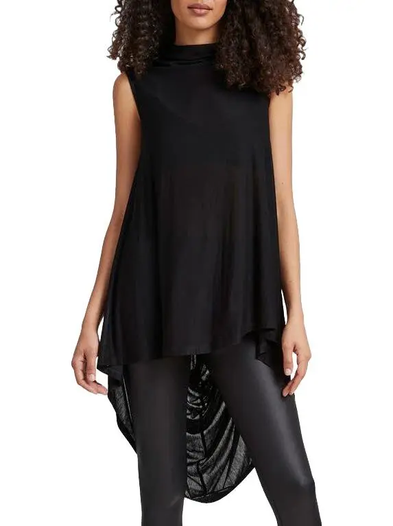 MARCELLA Ines Drape Sleeveless High-low Tunic Top - Black